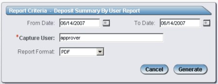 Deposit Summary by User Report